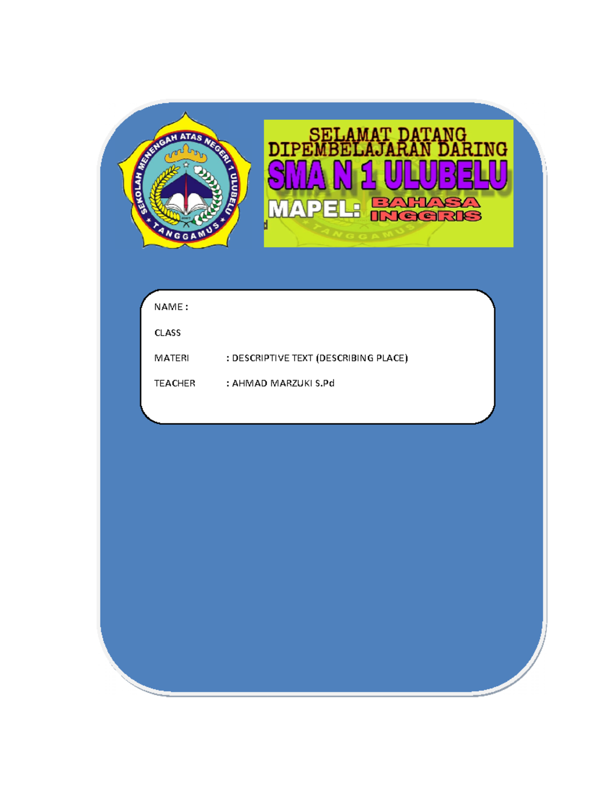 Lkpd Worksheet: Descriptive Texts for Kelas X SMA Students - Studocu