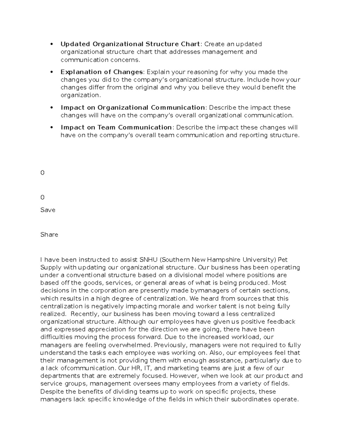 SNHU Updated Org Structure Chart & Communication Strategy Analysis ...