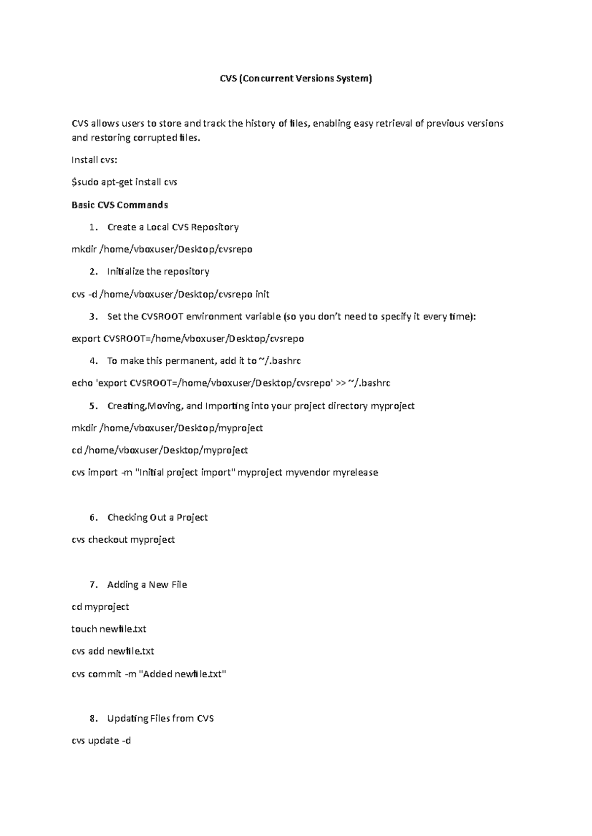 CVS Installation Guide - Lab Material for CSE 101 - Studocu