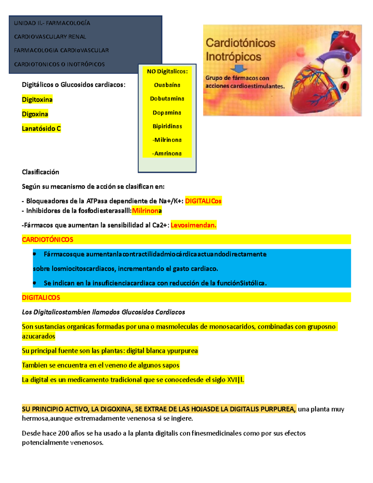 Cardiotónicos y Digitálicos: Resumen de Mecanismos y Efectos ...