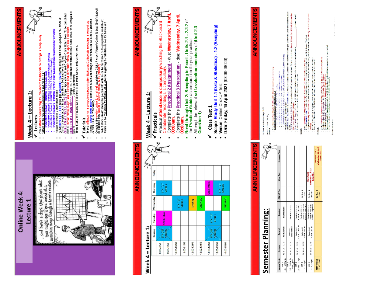 STK133 Week 4 Lecture 1 - Stratified & Cluster Sampling - Online Week 4: Lecture 1 Week 4 ...
