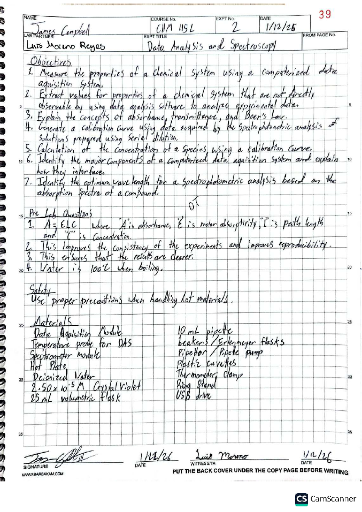 CHM 115L Lab 2: Data Analysis and Spectroscopy Techniques - Studocu