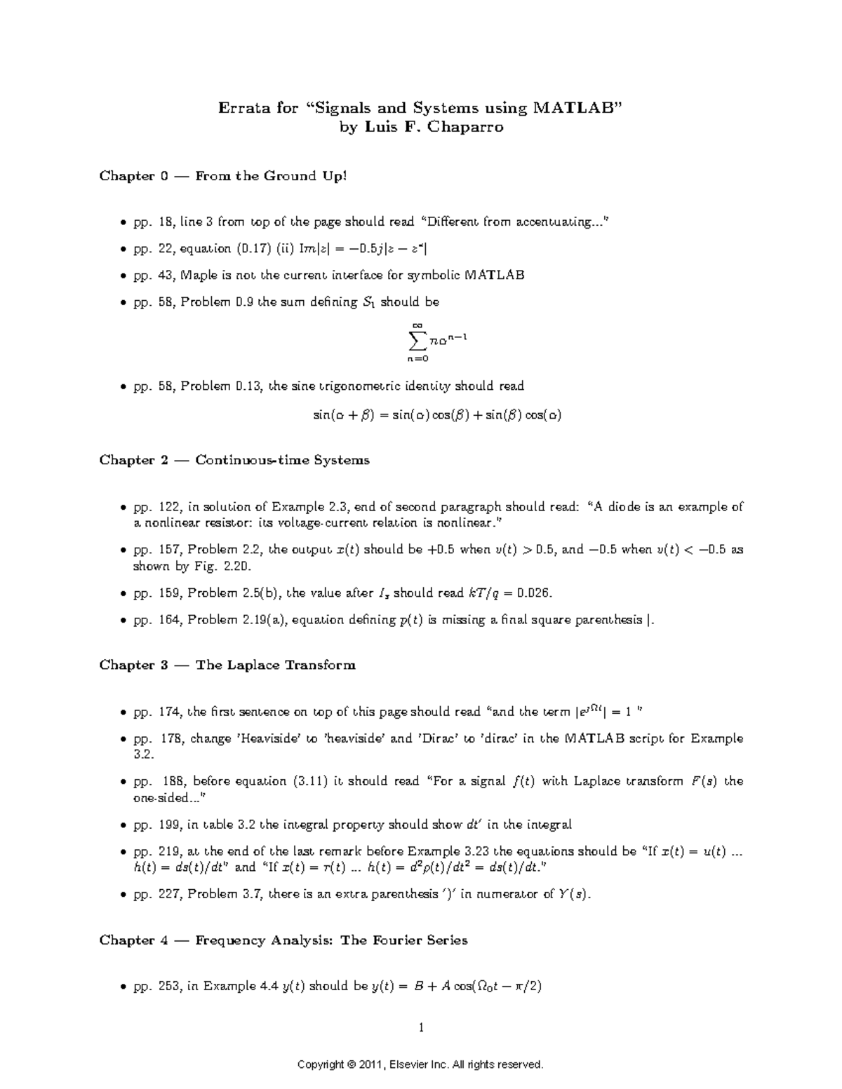 Signals and Systems (320595469) Errata: Corrections and Updates - Studocu