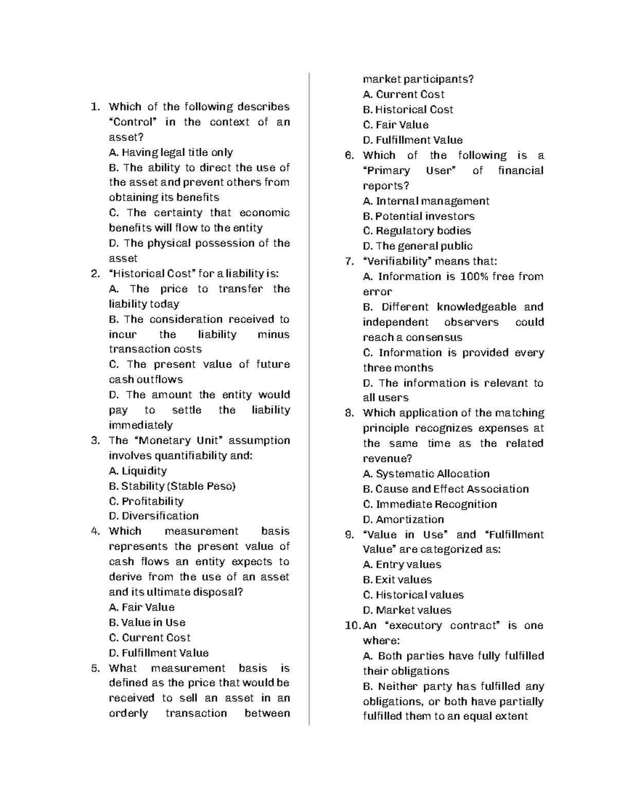 CFAS - Financial Measurement and Recognition Notes - Studocu
