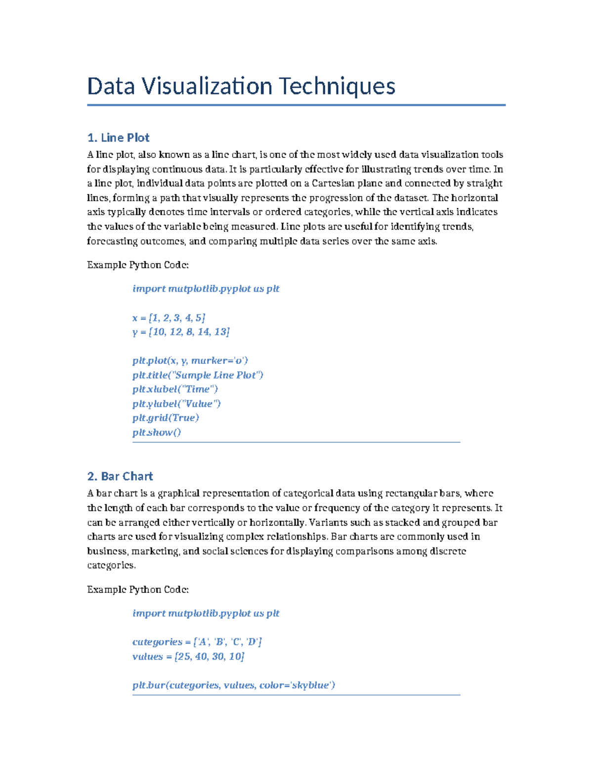 Chapter 3 - Data Visualization Techniques Overview - Studocu