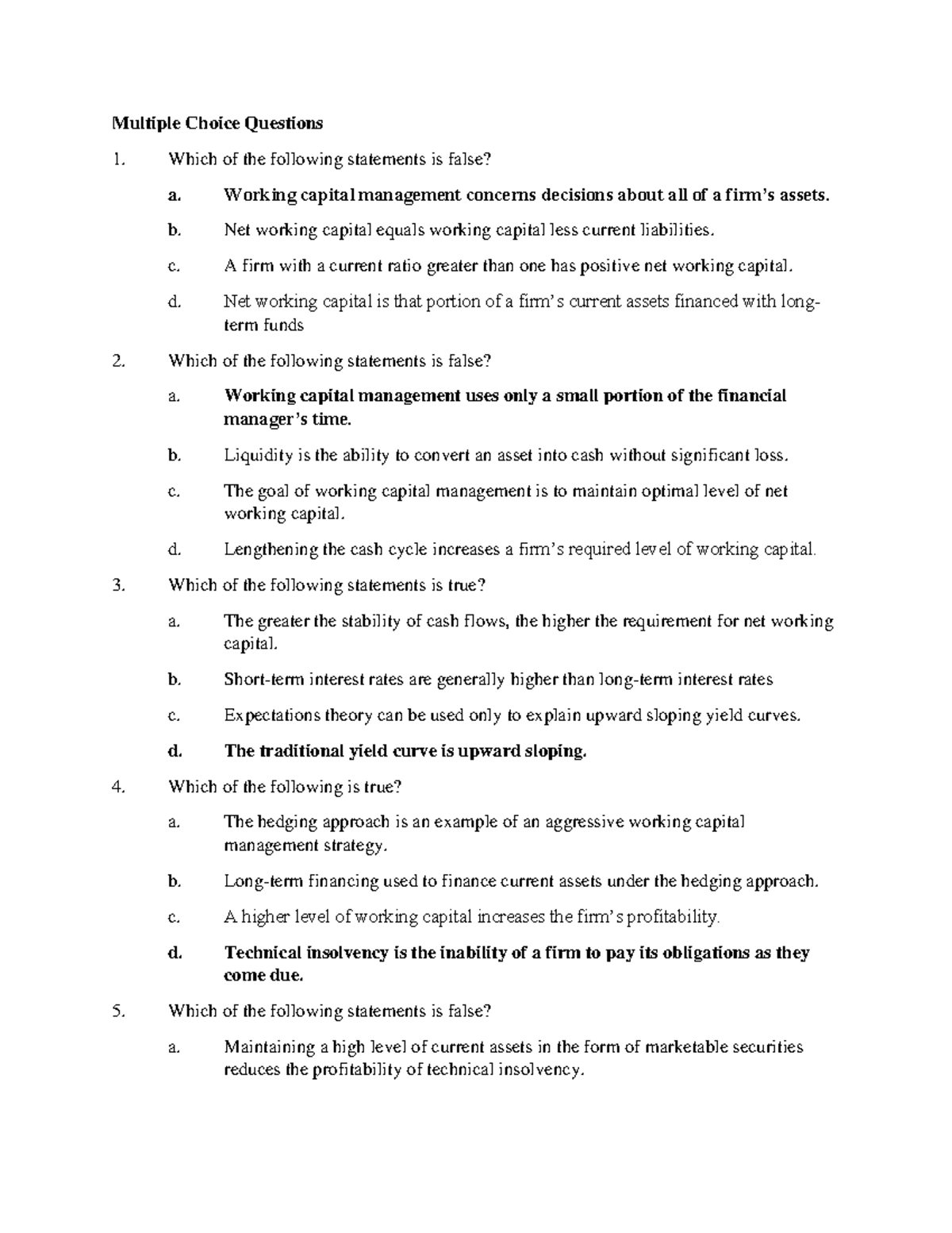 CMA 101: Financial Management MCQ Test Bank - Comprehensive Review ...