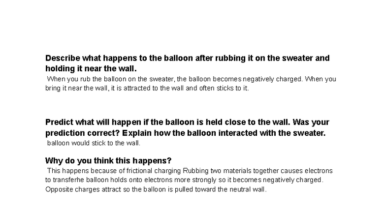 PHET Simulation: Balloon Charging & Electron Transfer Explained - Studocu