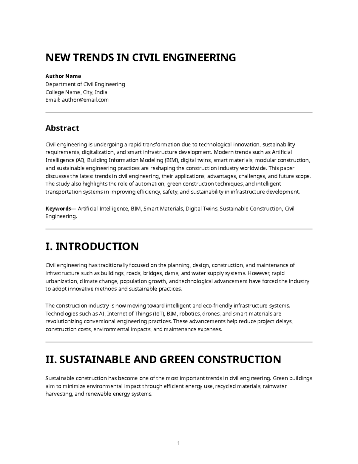 New Trends in Civil Engineering: Innovations & Sustainability - Studocu