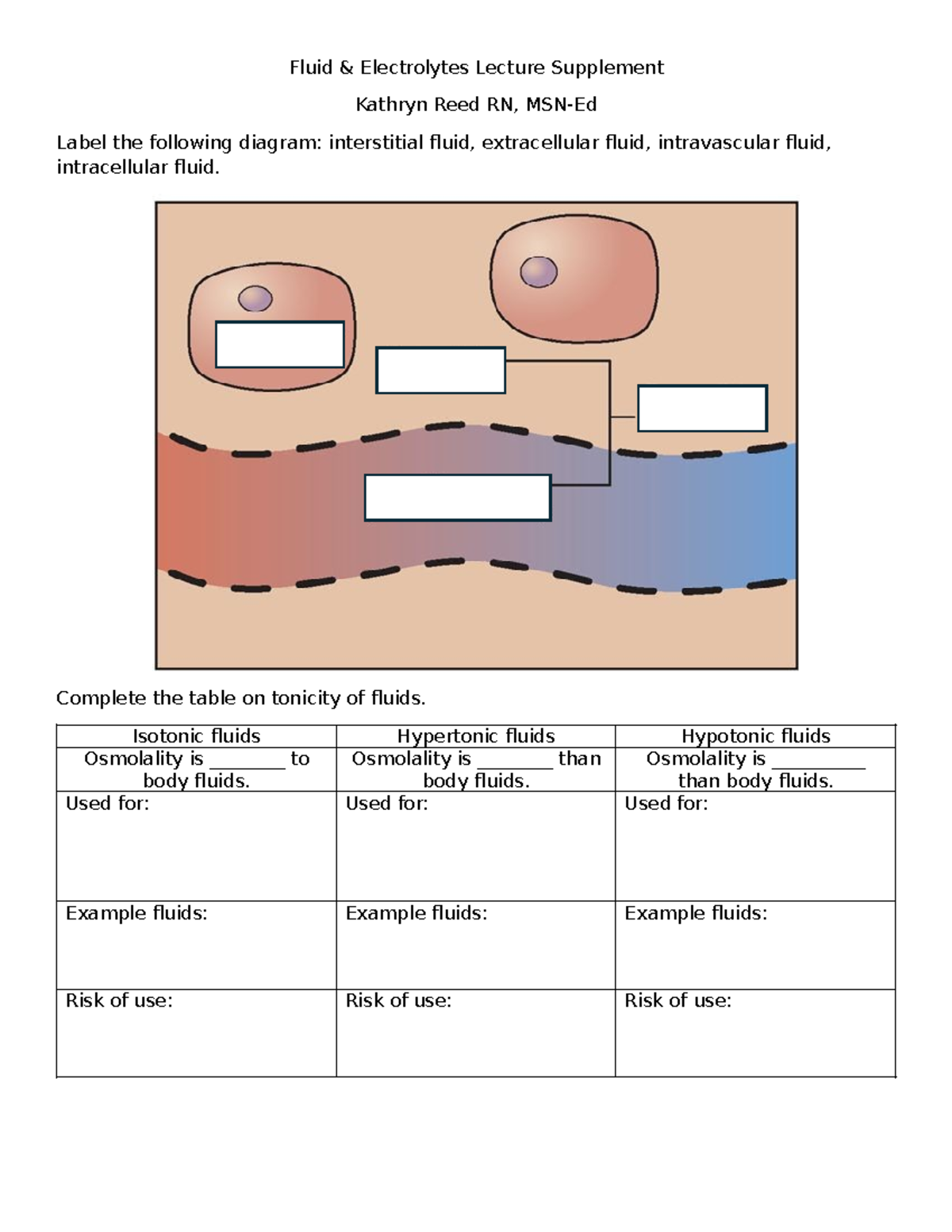 Fluid & Electrolytes Lecture Guide: Key Concepts & Diagrams - Studocu