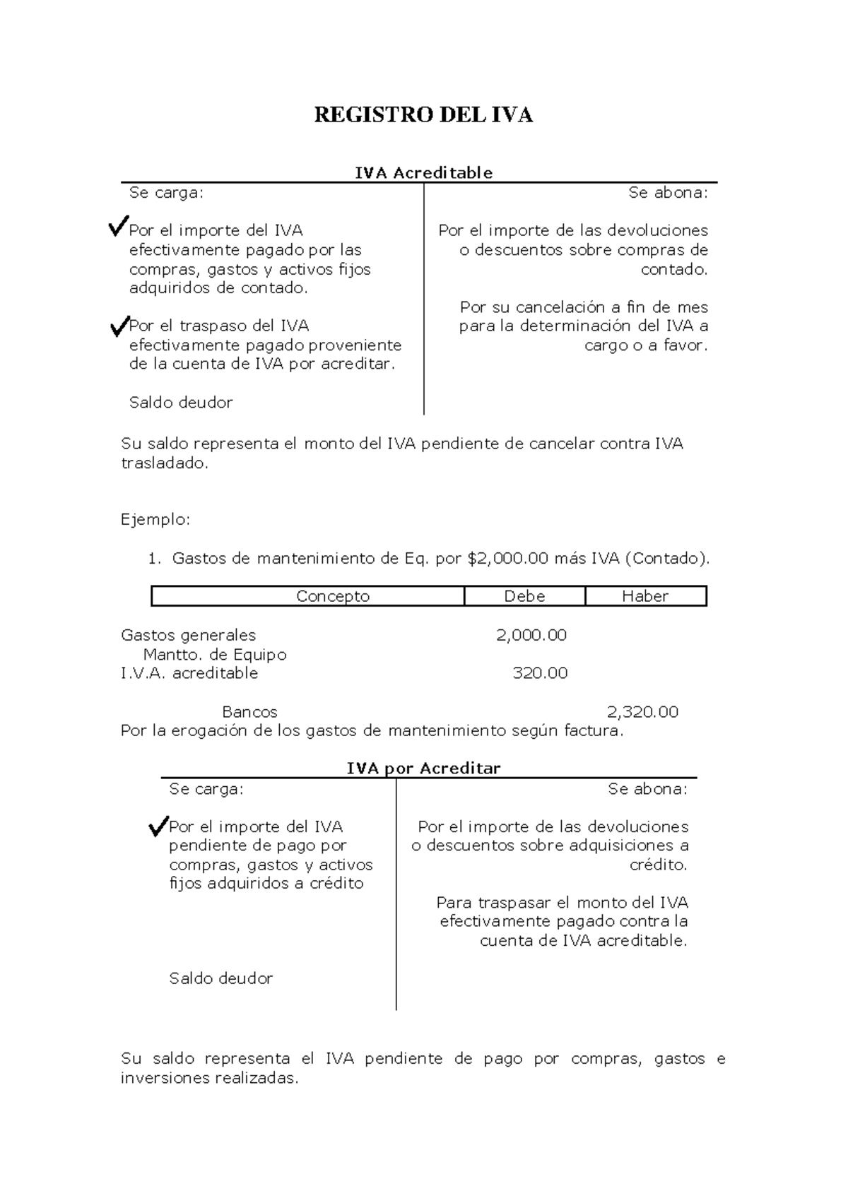 Registro del IVA Acreditable y Pagable - CONTABILIDAD - Studocu