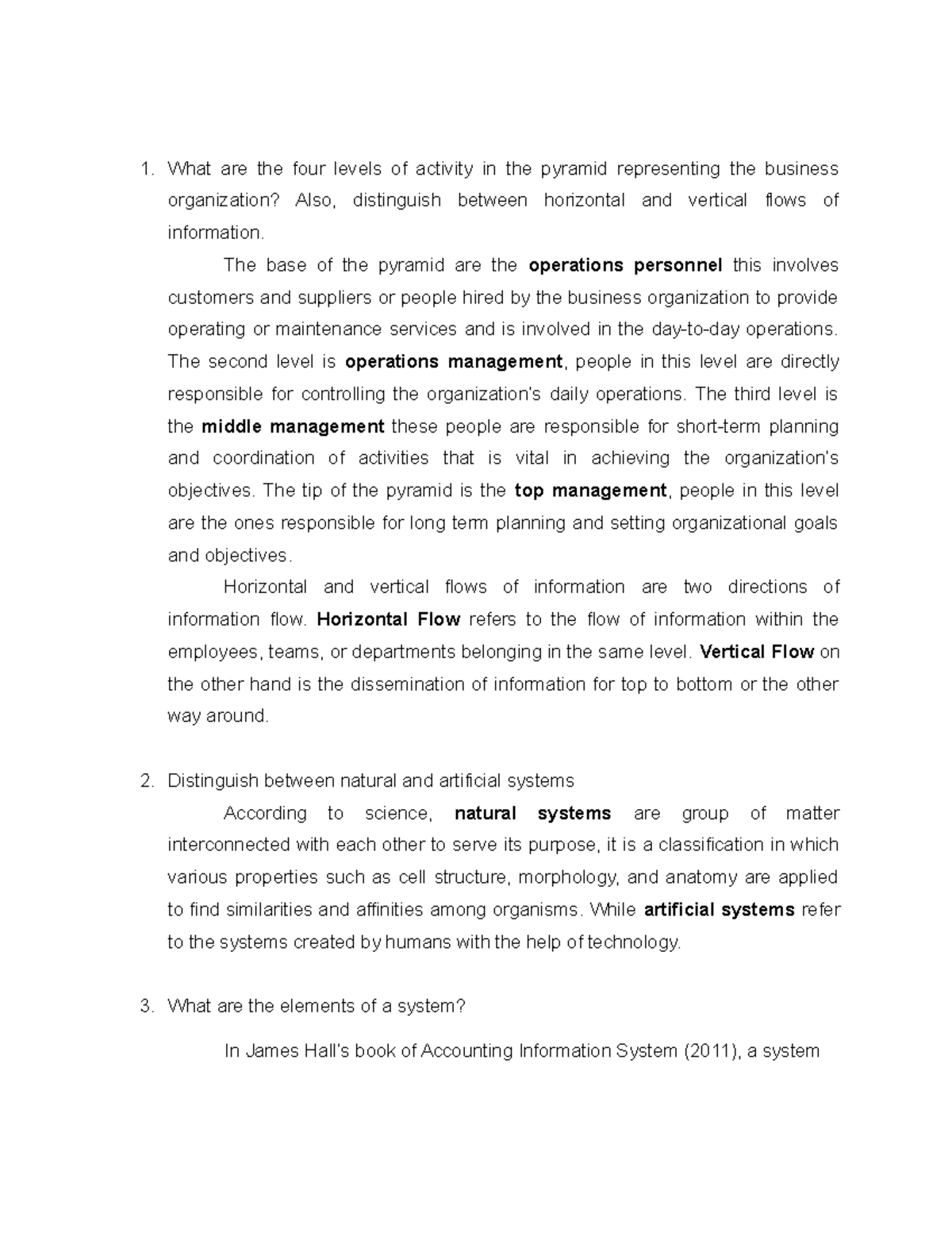 Accounting information system - What are the four levels of activity in ...