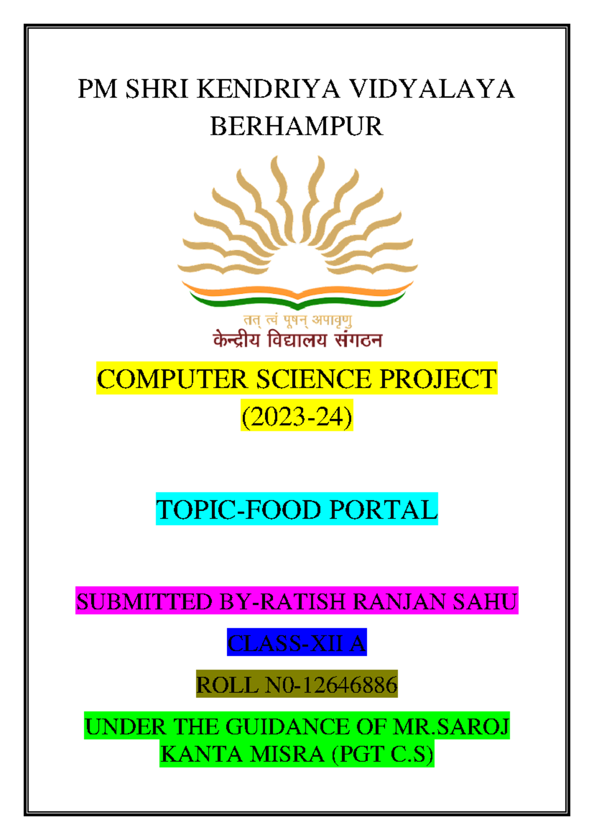 CS-Project: Food Portal Development - Final Submission (2023-24) - Studocu