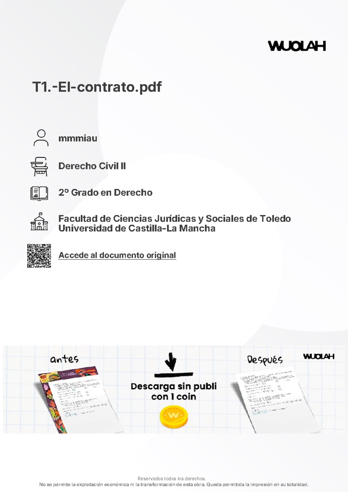 Derecho Civil II - T1: Conceptos y Régimen Jurídico de Contratos - Studocu