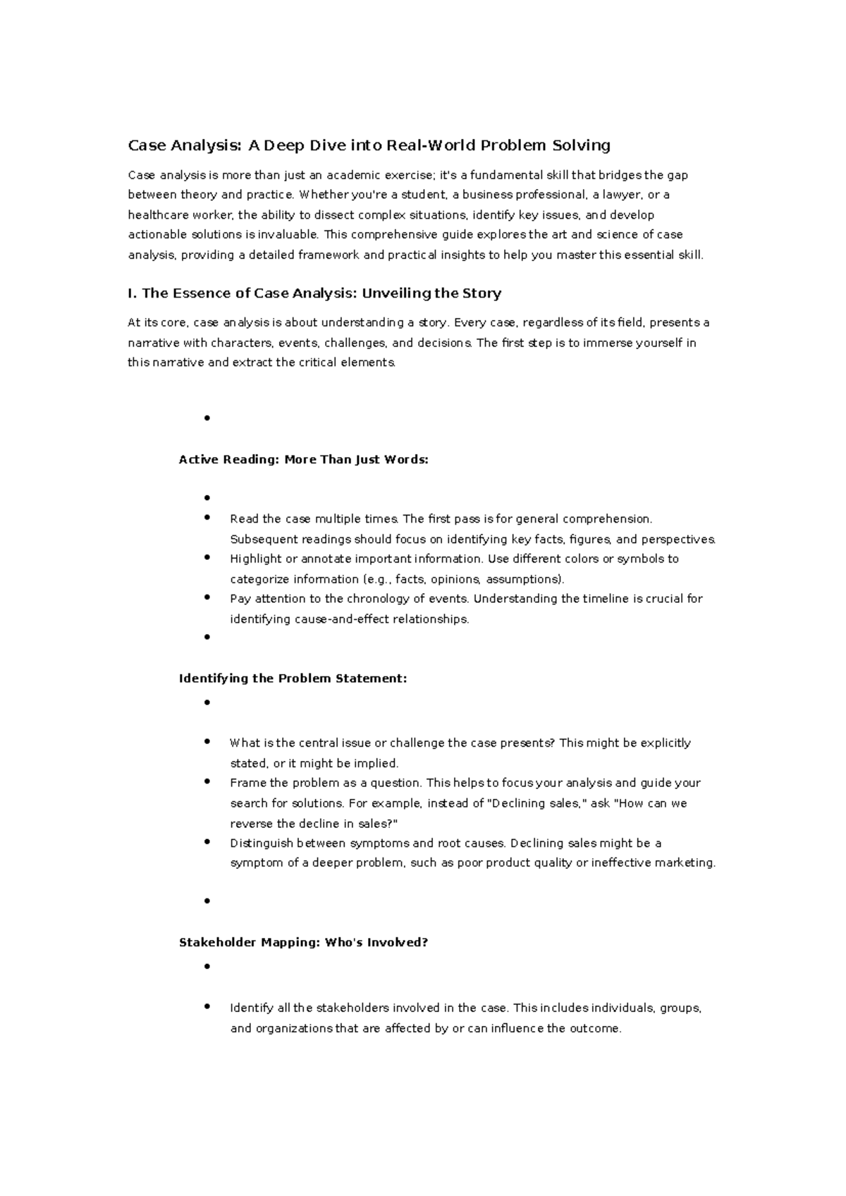 Case Study: Mastering Problem Solving Techniques in Analysis - Studocu