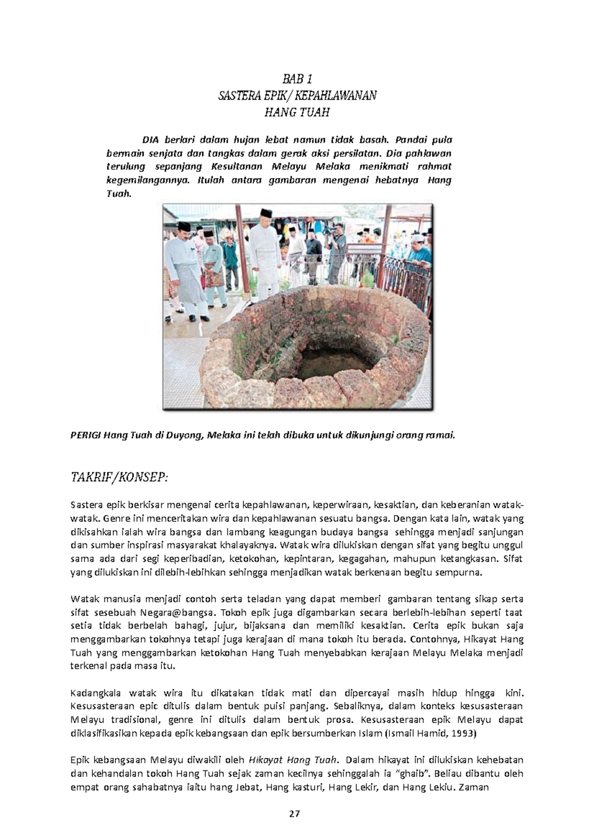 NOTA SASTERA EPIK: HIKAYAT HANG TUAH – 2023 - Studocu