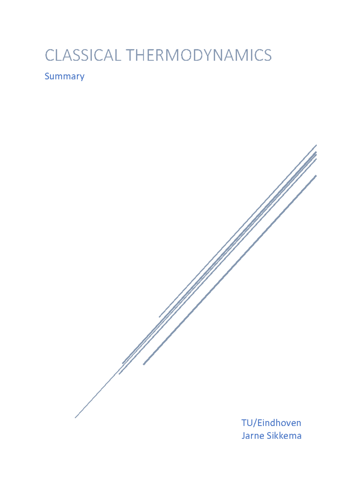 Summary of Classical Thermodynamics - TU/Eindhoven - Studeersnel