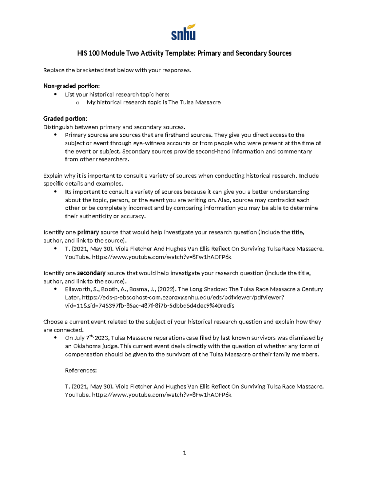 HIS 100 Module Two Activity Sources Template - HIS 100 Module Two ...