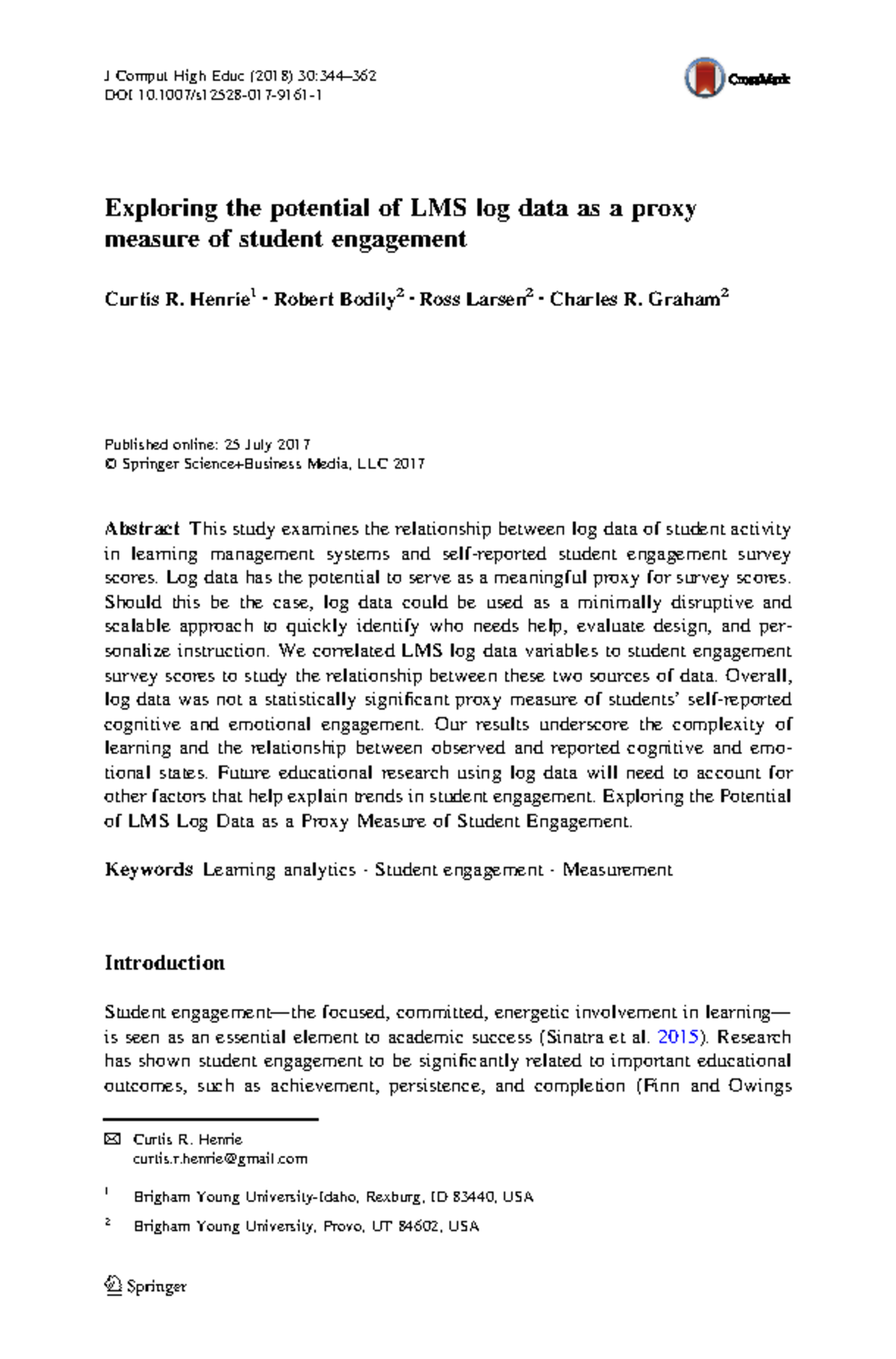 Exploring LMS Log Data as a Proxy for Student Engagement Analysis - Studocu