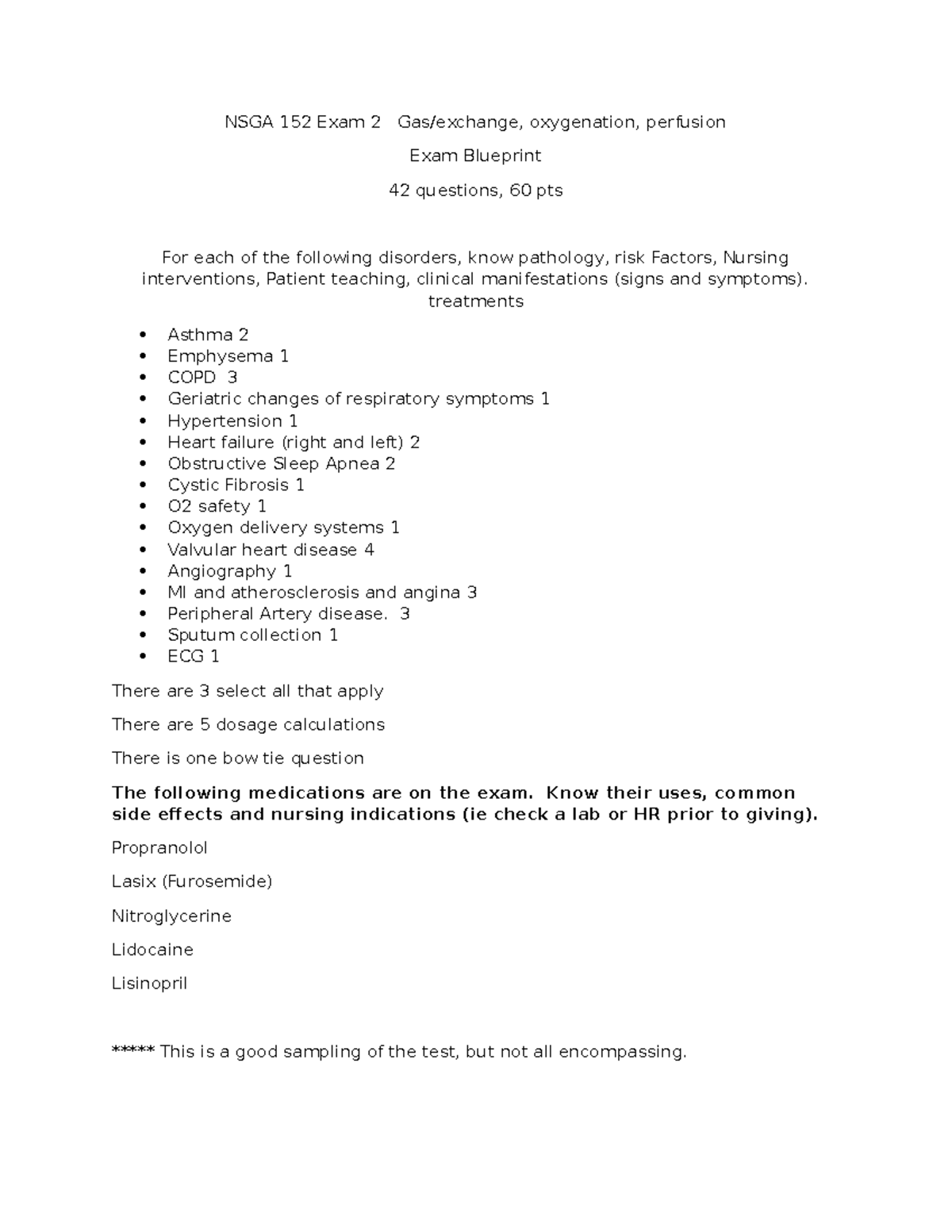 NSGA 152 Exam 2 Blueprint: Oxygenation & Perfusion Overview - Studocu