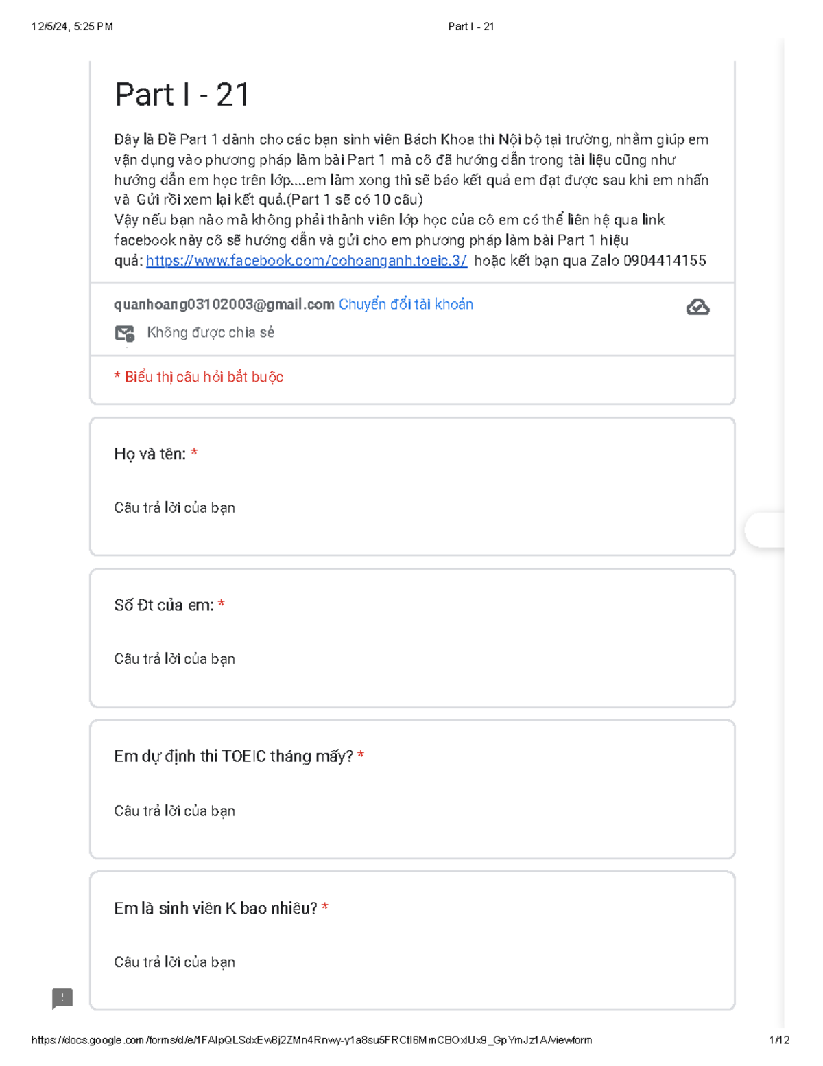 TOEIC Part 1 Practice Test for Bách Khoa Students - Studocu