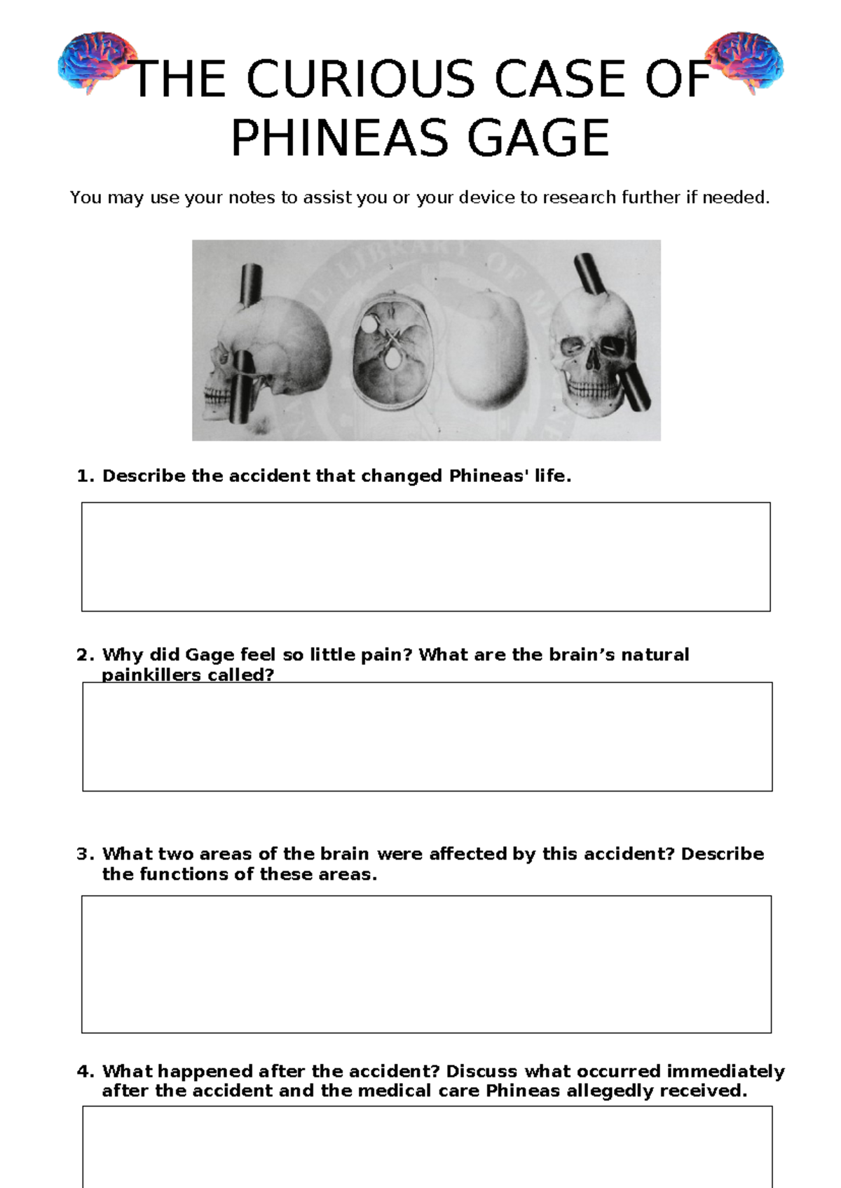 Phineas Gage Case Study: Insights on Brain Injury & Its Impact - Studocu