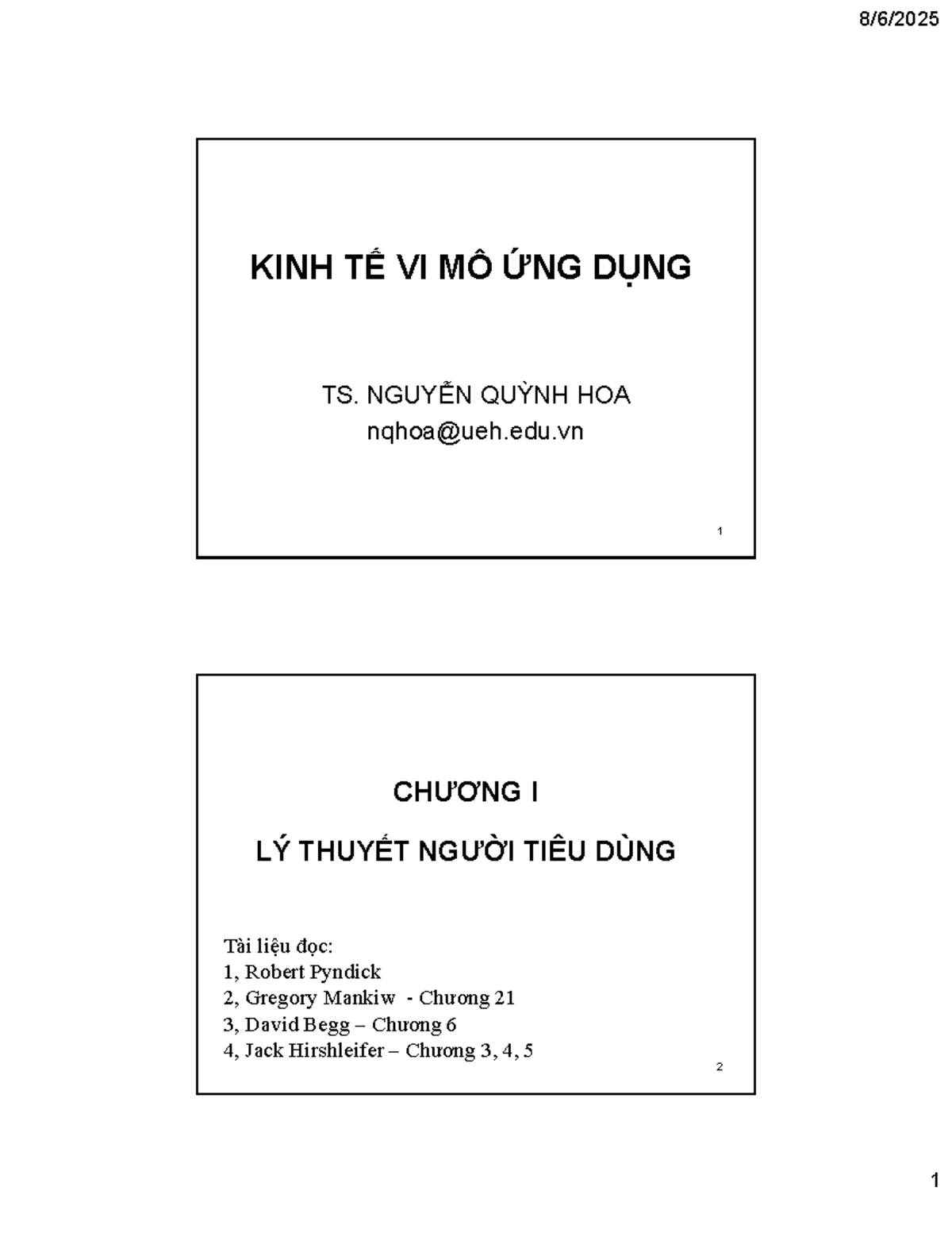 KINH TẾ VI MÔ: LÝ THUYẾT NGƯỜI TIÊU DÙNG (Vm1 - 12345677) - Studocu
