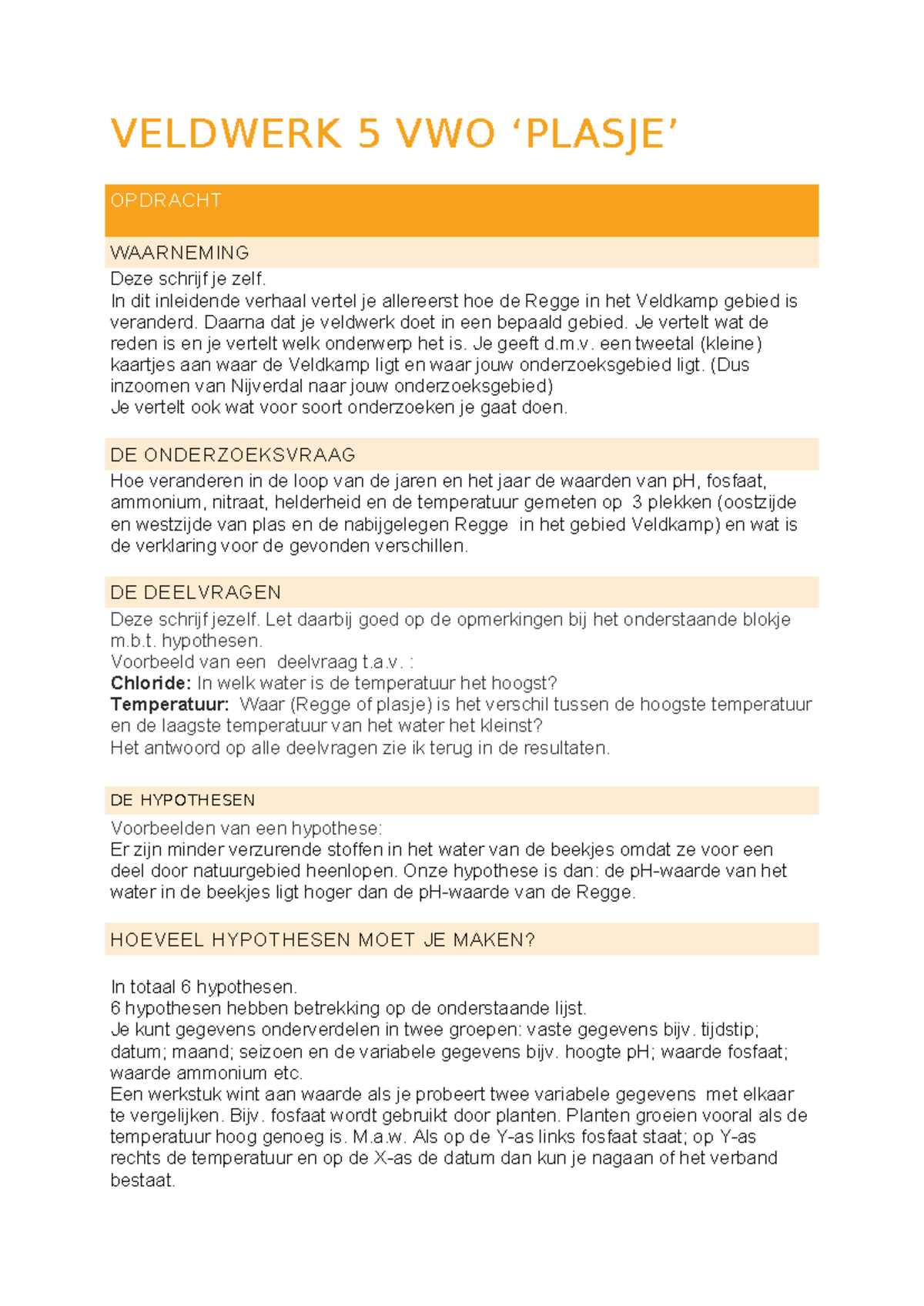 VELDWERK 5 VWO OPDRACHT: POSTER PRESENTATIE EN EISEN 2025 - Studeersnel
