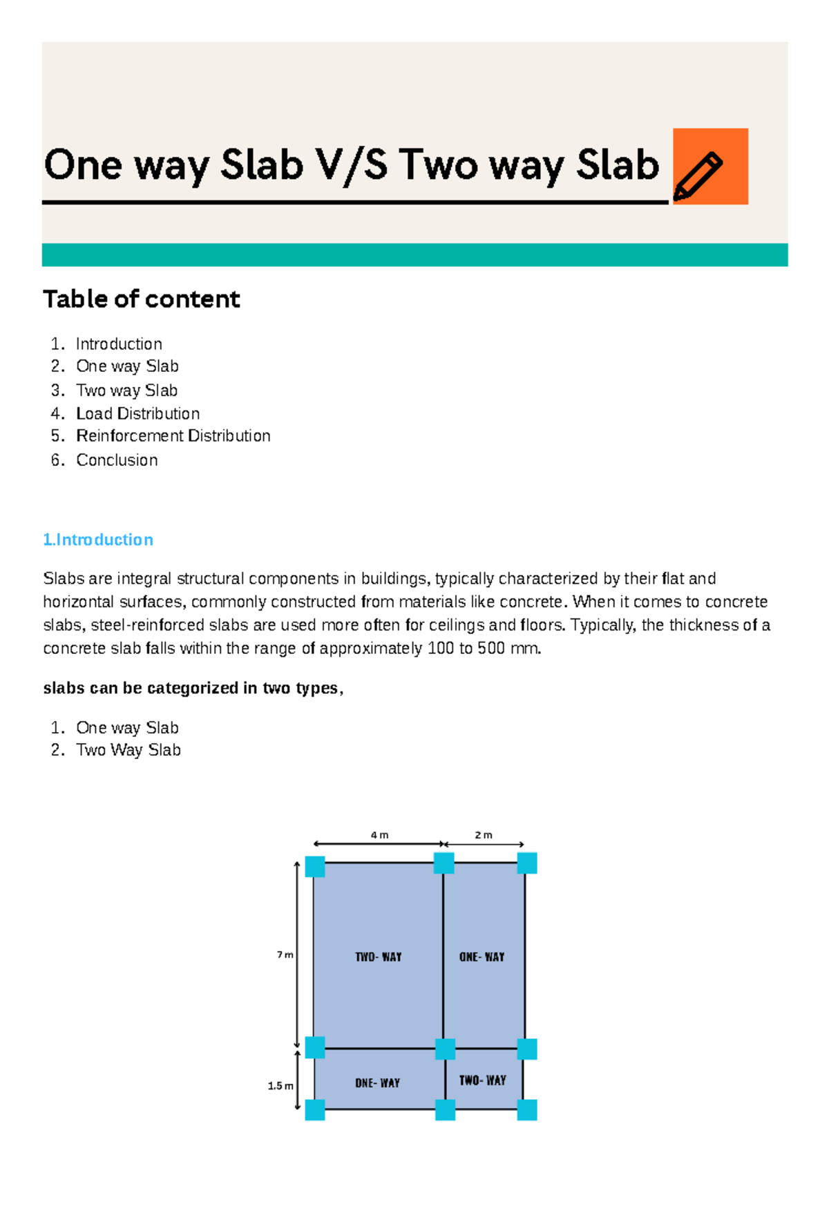 One way Slab Vs Two way Slab - Table of content 1 Slabs are integral ...