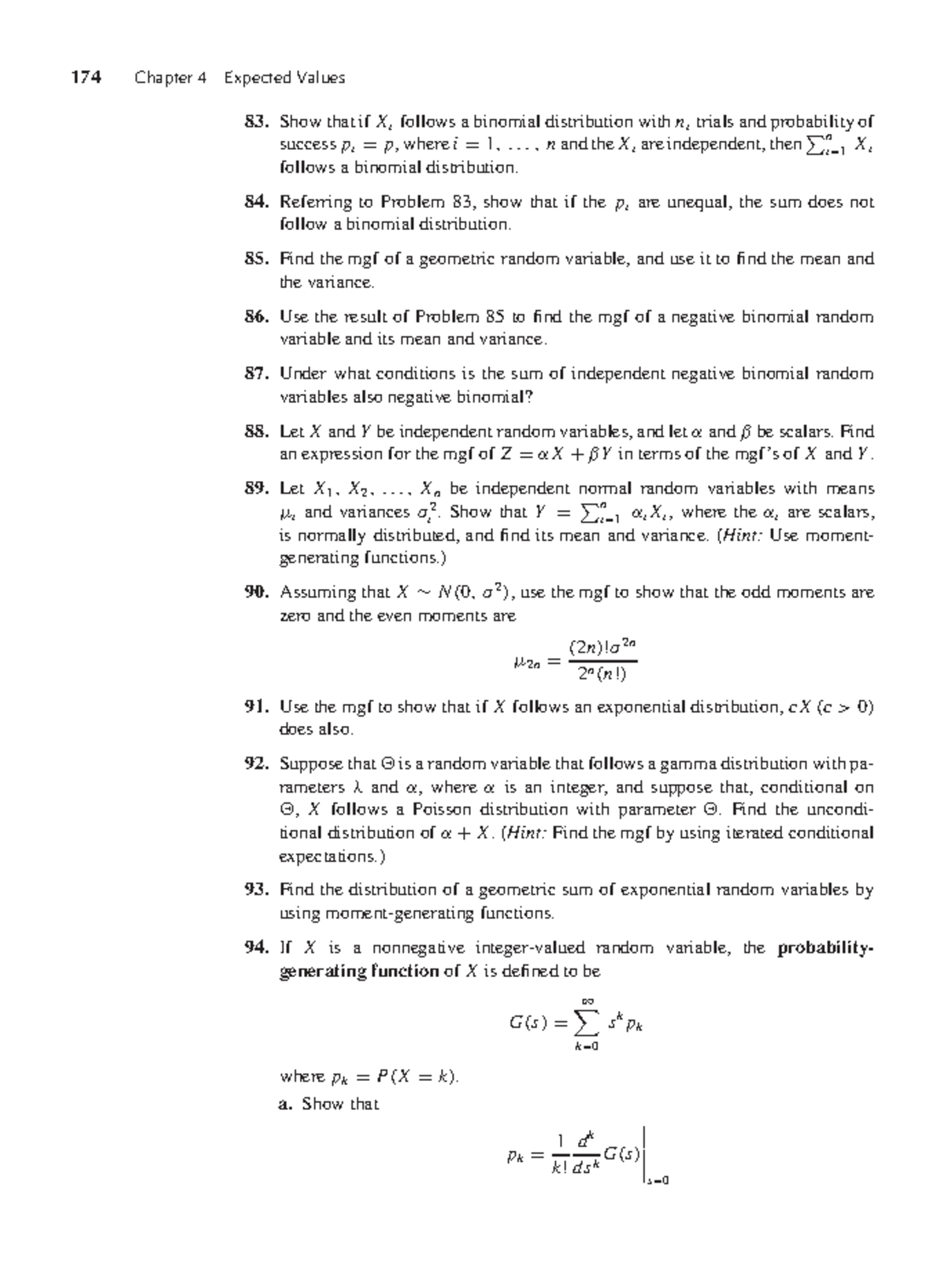 174 Chapter 4: Expected Values and Moment Generating Functions - Studocu
