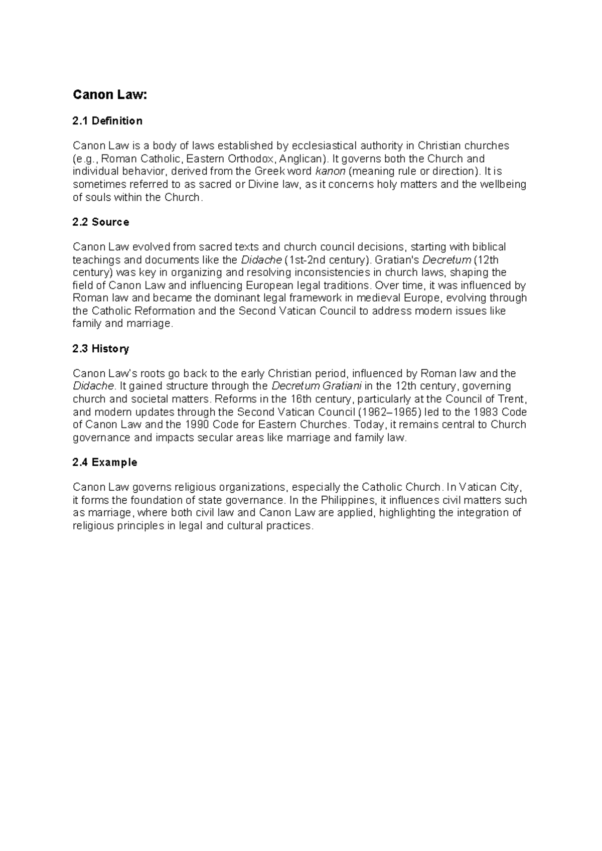 Canon-Law - tapl1 - Canon Law: 2 Definition Canon Law is a body of laws ...