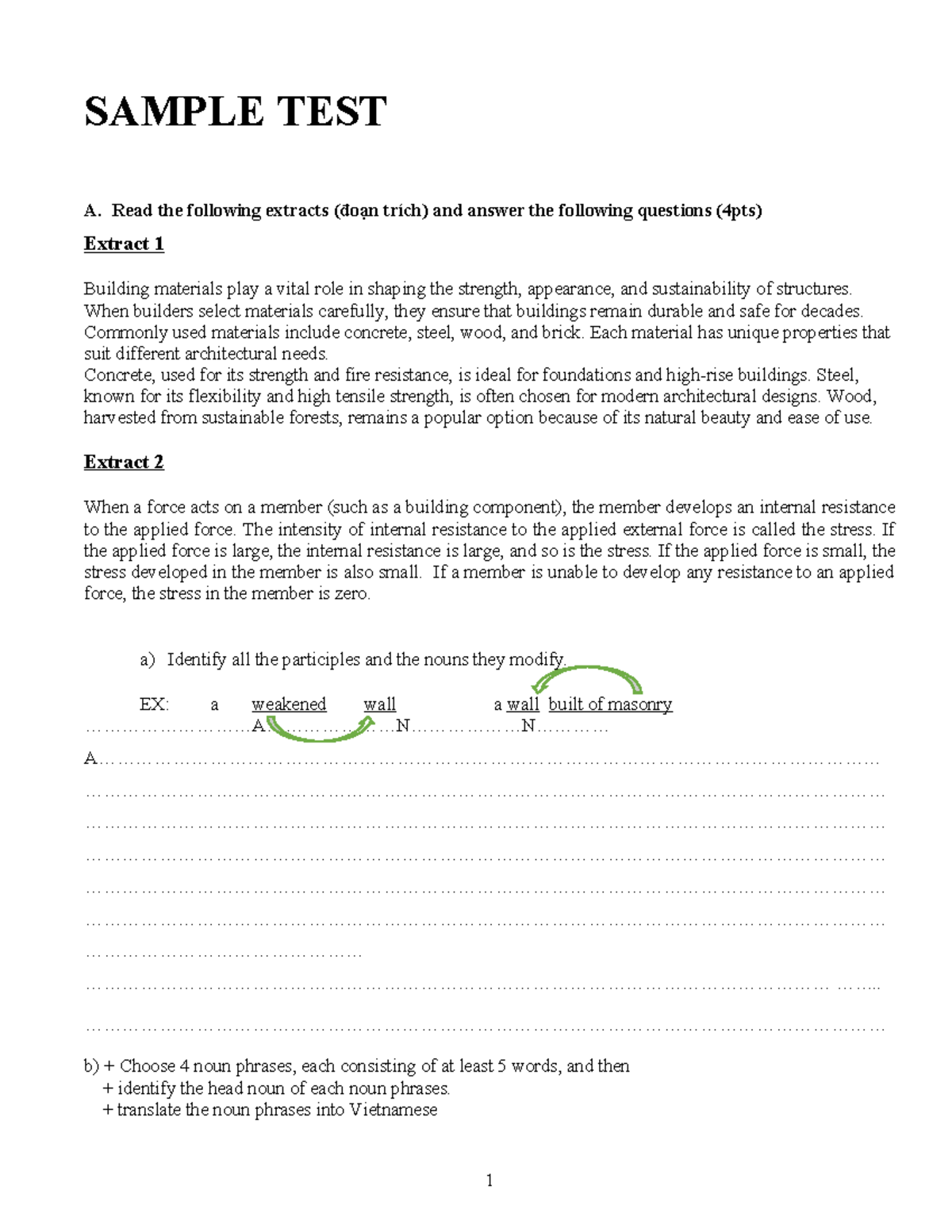 Sample Test - XÂY DỰNG - Building Materials and Structural Analysis ...