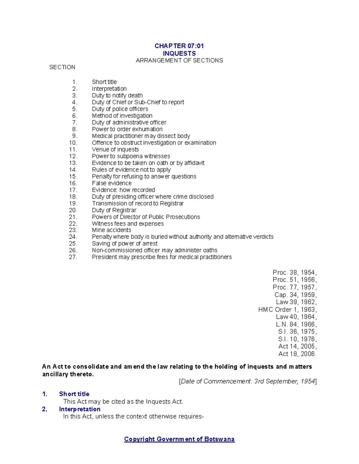 Inquests Act - Chapter 07 Overview and Key Provisions - Studocu