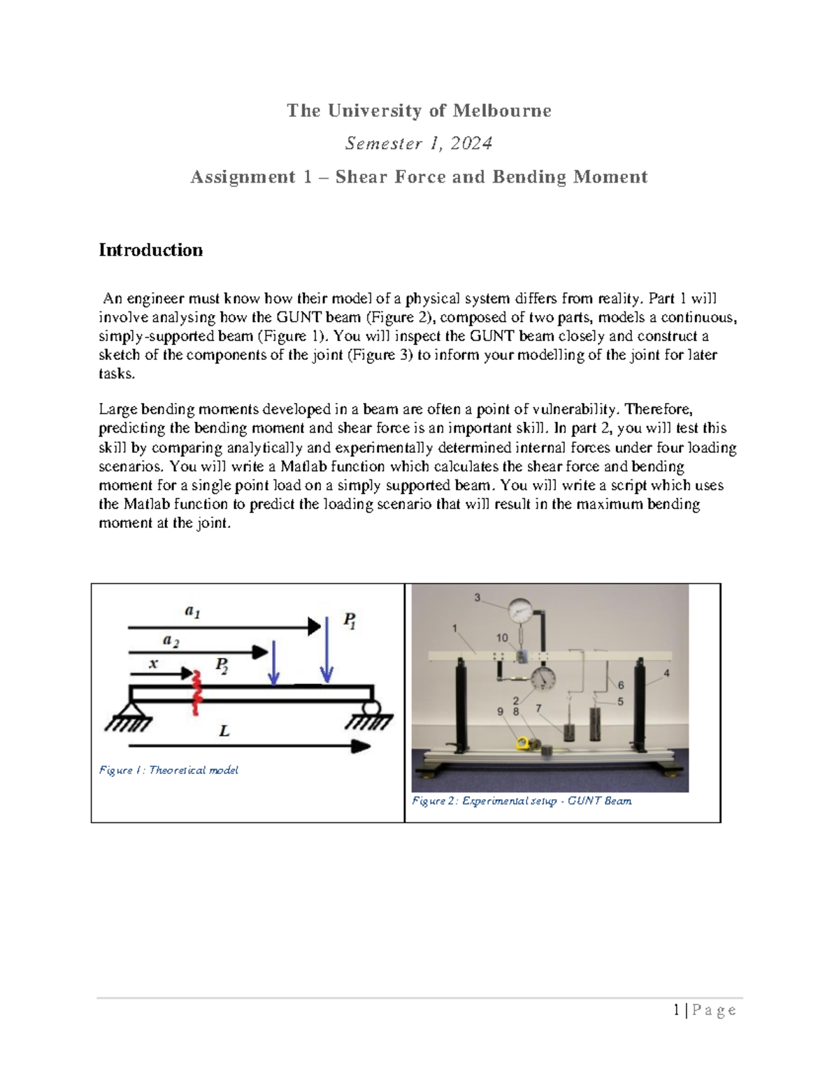 Assignment 1 - Shear Force & Bending Moment Analysis (ENG1001) - Studocu