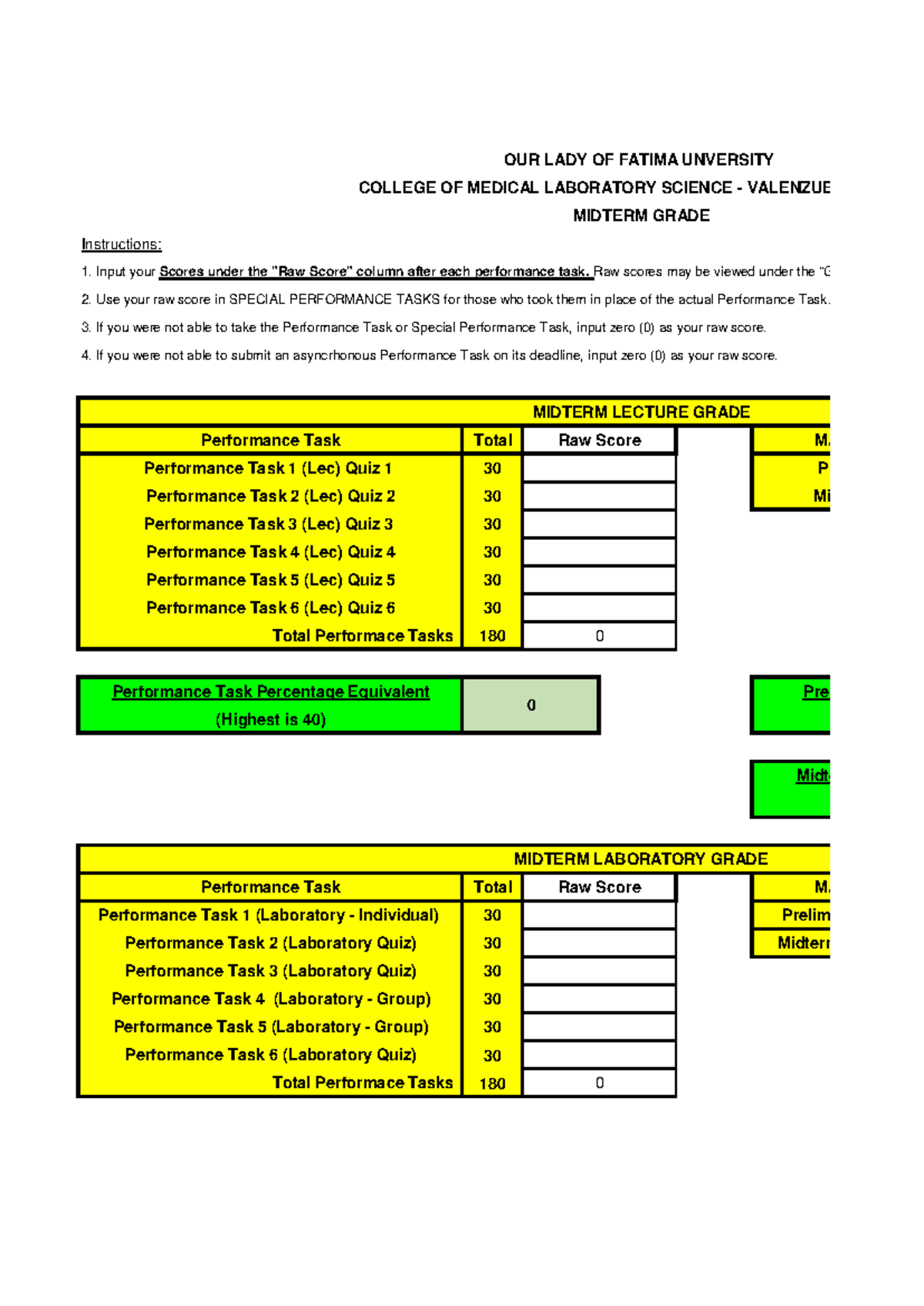 Midterm Grades Calculator (Lecture & Lab) for Medical Laboratory ...