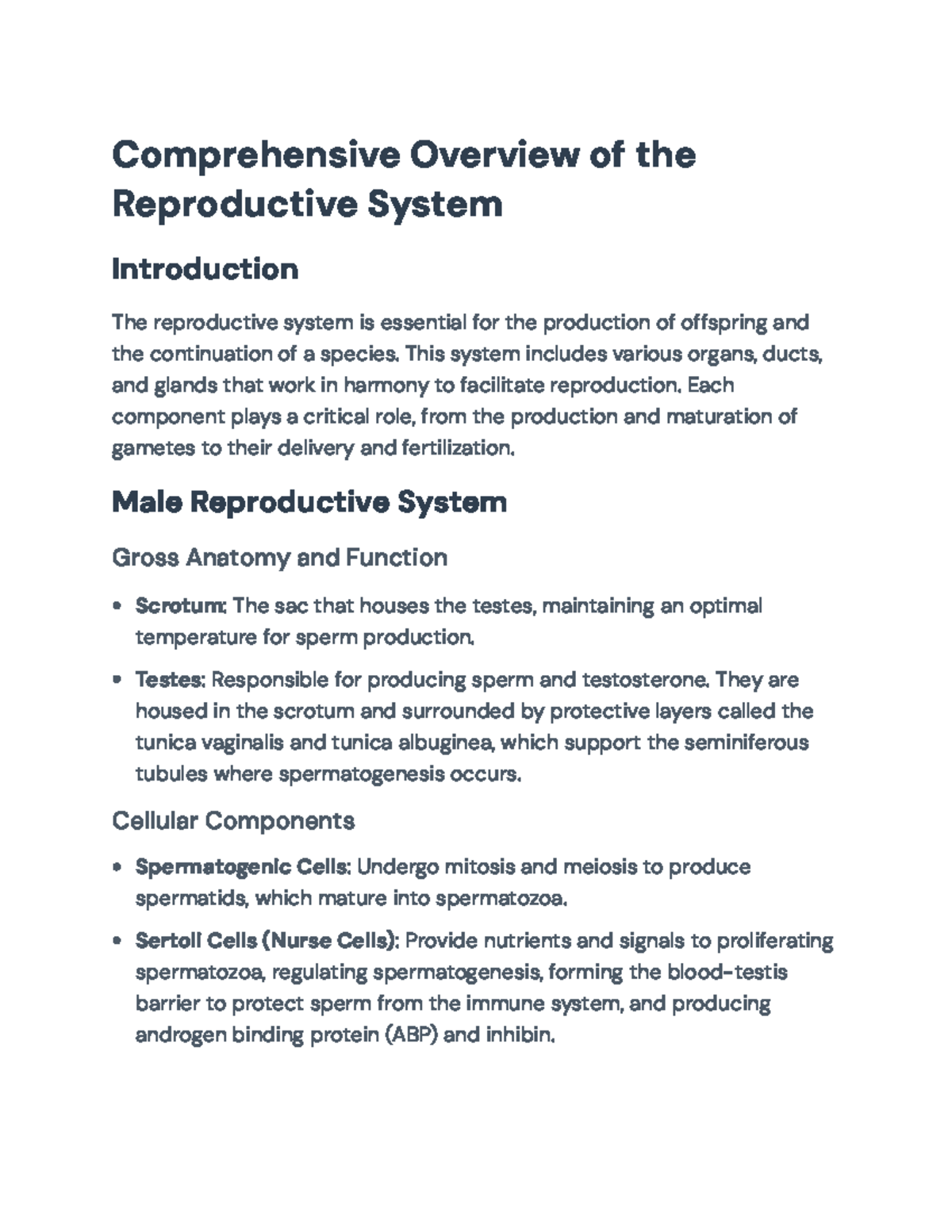 Comprehensive Reproductive System Review for BIOL 101 Exam - Studocu