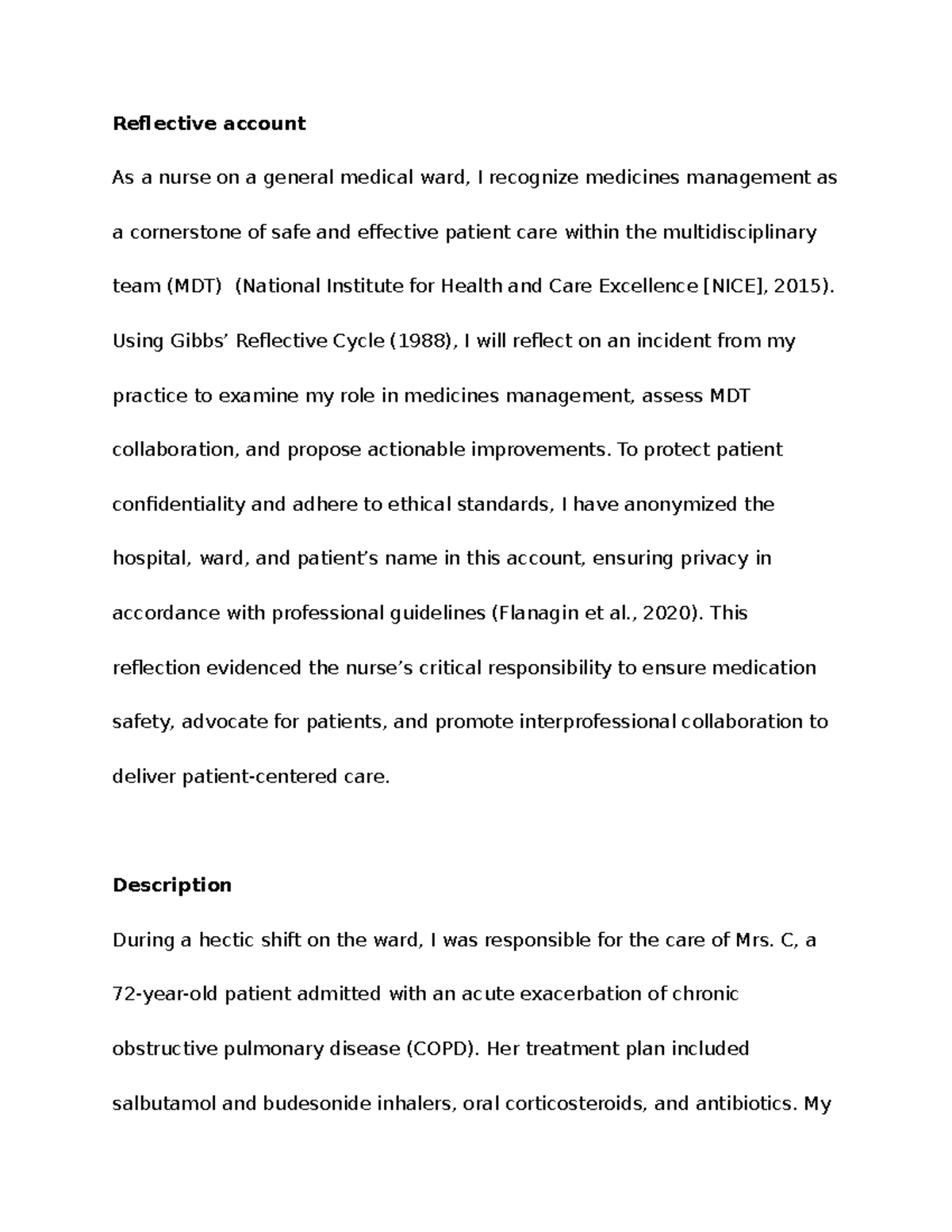 NUR 301 - Reflective Account on Medicines Management in Nursing ...