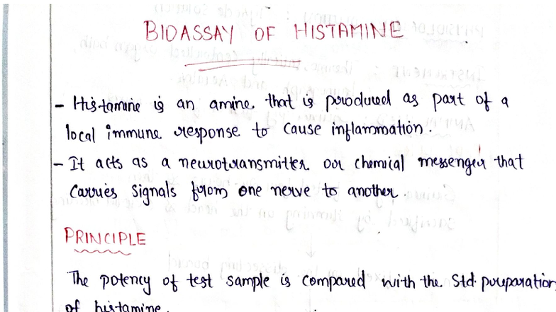 Bioassay of Histamine (BIDASSAY) - Study Notes - Studocu