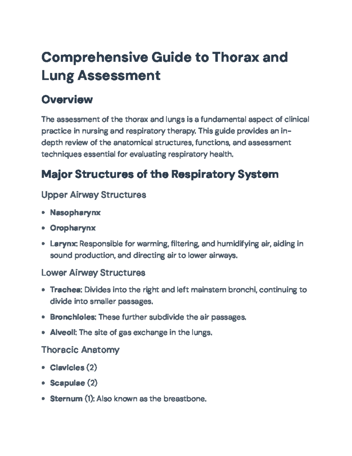 Comprehensive Guide to Thorax and Lung Assessment Techniques for ...