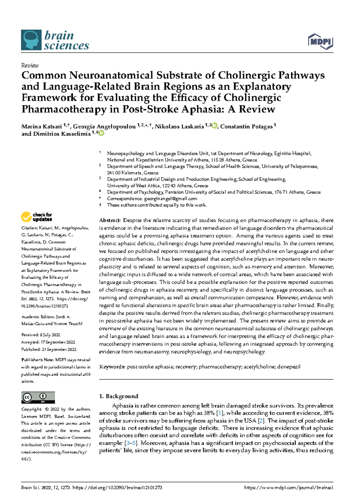 Neuroanatomical Substrate of Cholinergic Pathways in Aphasia: A Review ...
