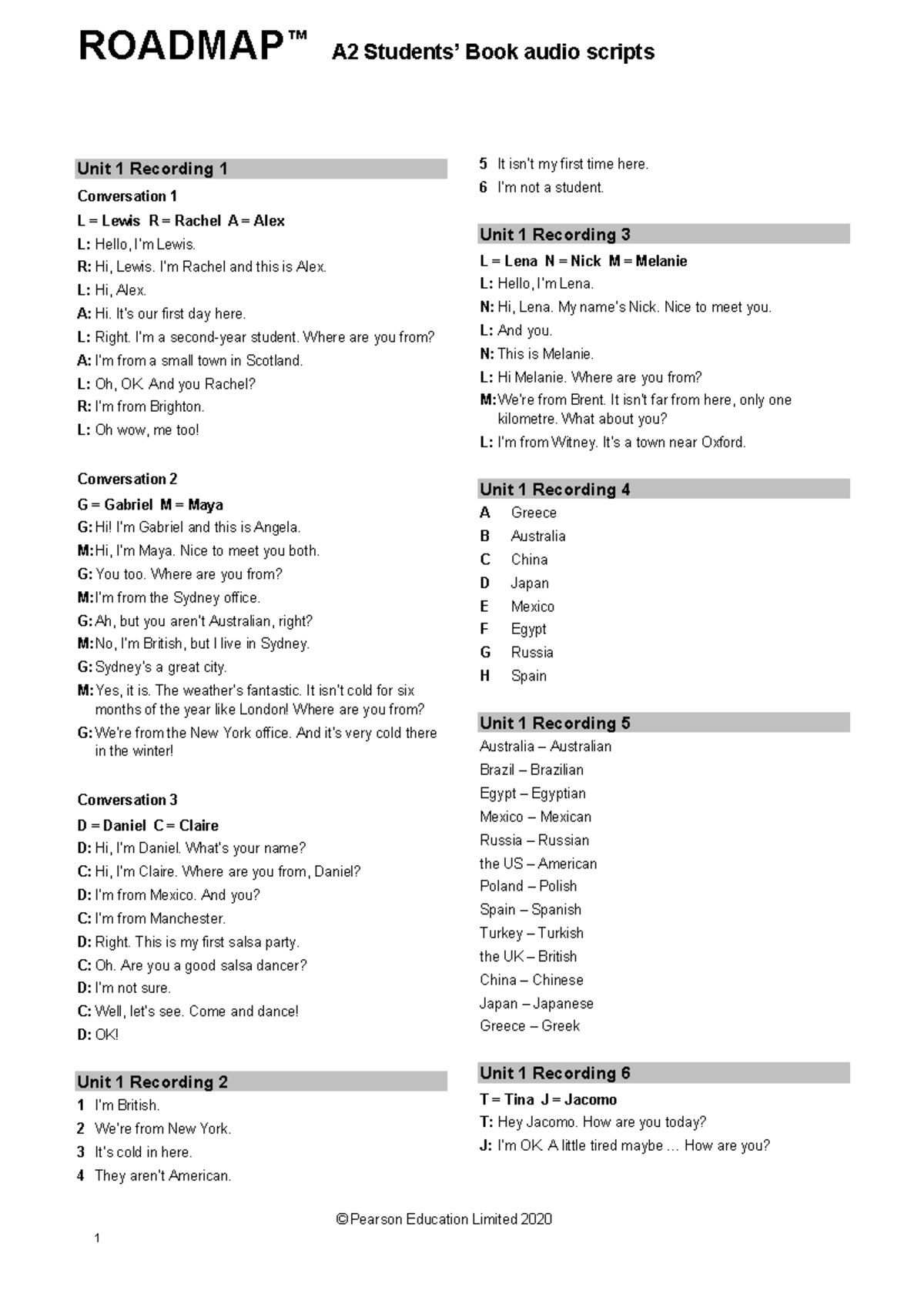 RM A2 SB scripts - Roadmap A2script - ROADMAP A2 Students’ Book audio ...