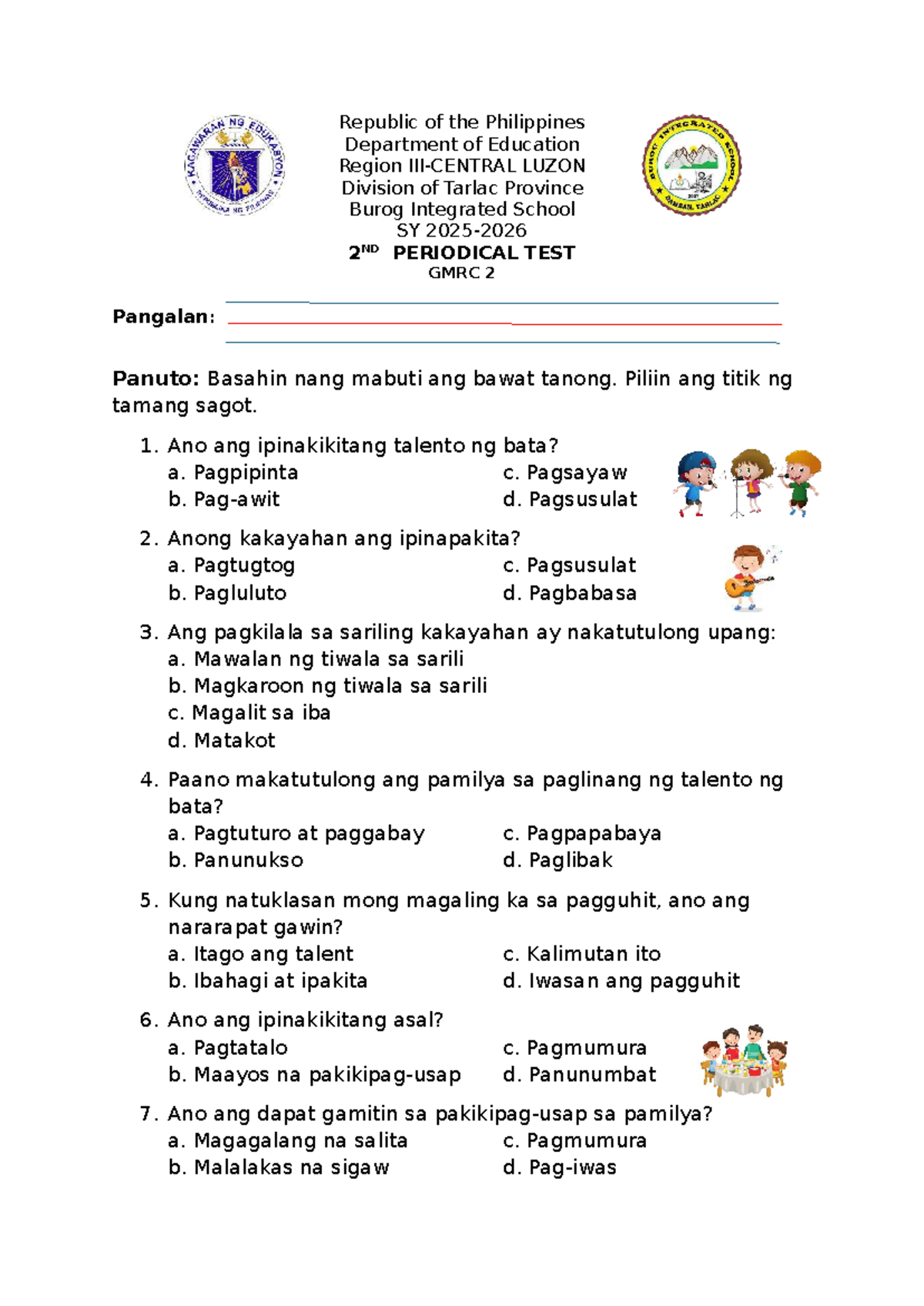 GMRC 2 2ND PERIODICAL TEST NOTES - SY 2023 - Studocu
