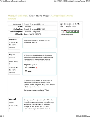 Cuestionario. Actividad formativa 2. Texto argumentativo y ensayo - Mi campus / Módulo 5 G21 ...