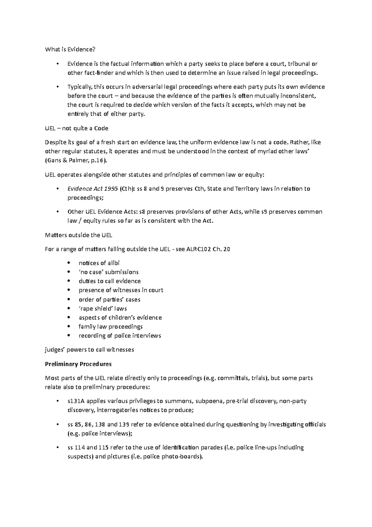 Evidence law(week 1) - Lecture notes week 1 - What is Evidence ...