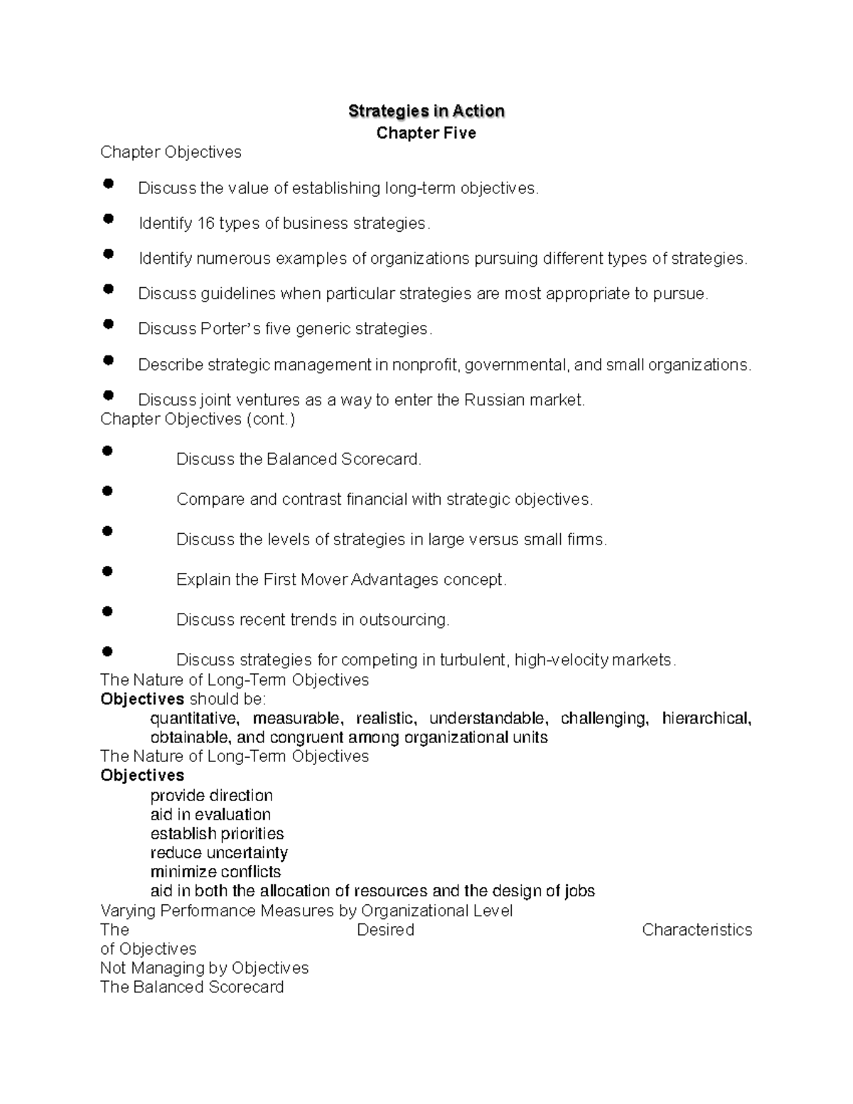 Chapter 5 Strategic Management: Key Strategies & Objectives Insights ...