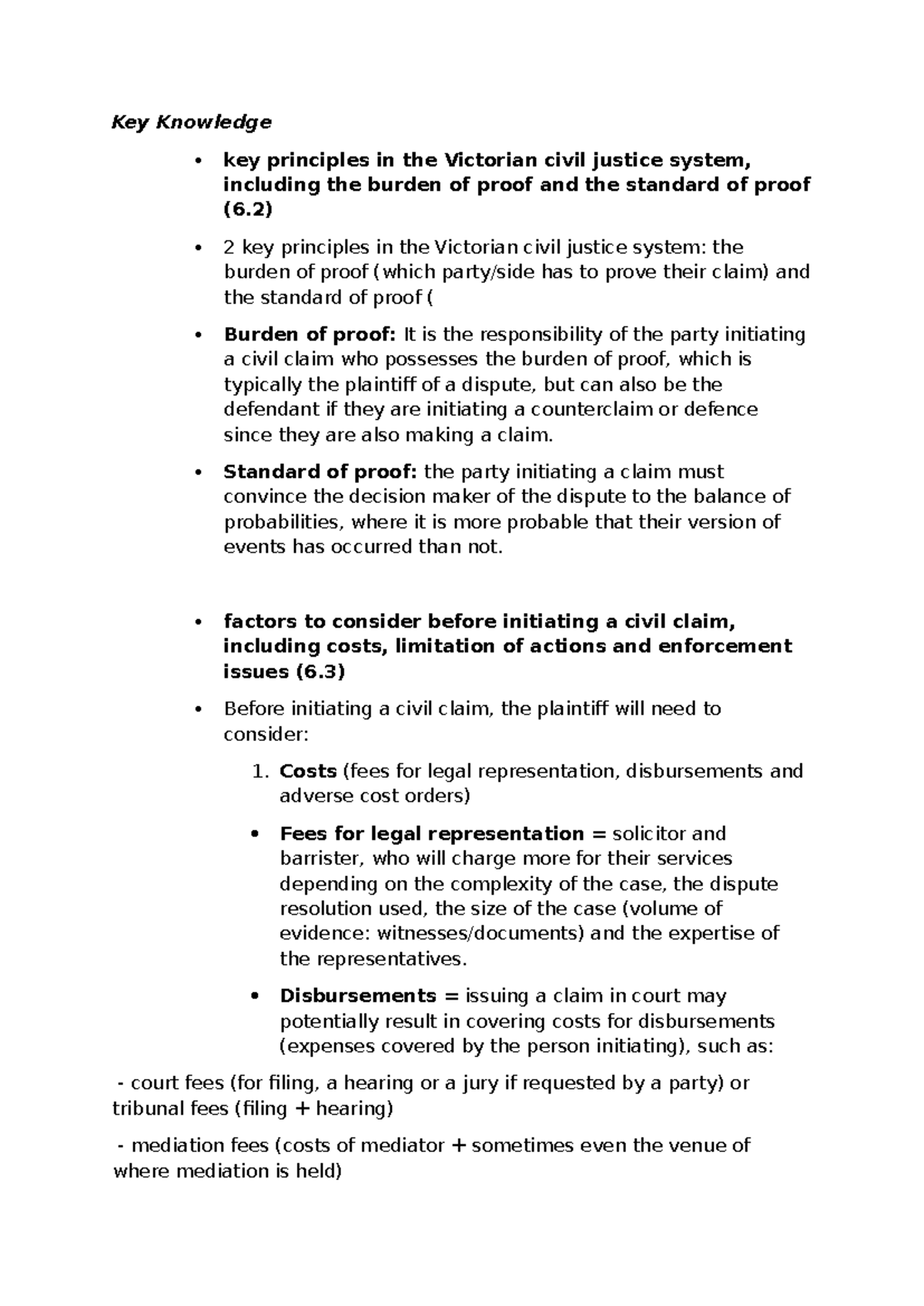 Key Principles of the Victorian Civil Justice System (Legal U 3AOS2 ...