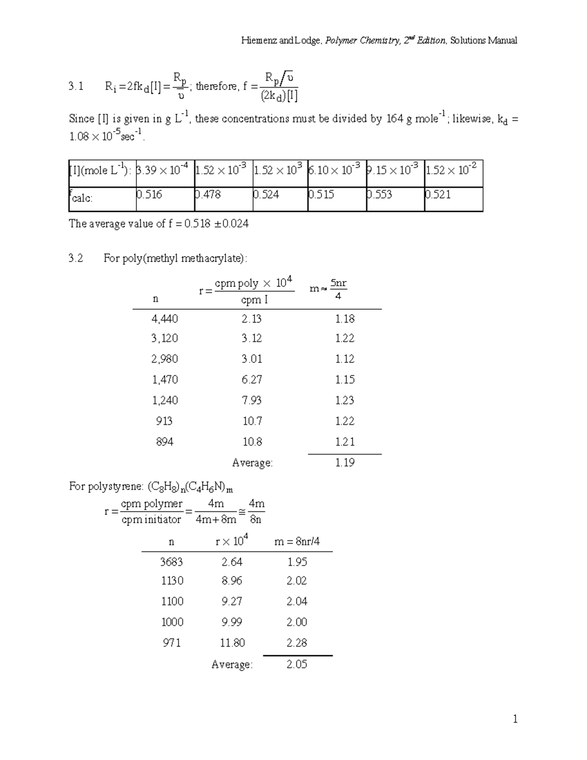 课后习题答案 第三-九章 - the book of polymer chemistry and its solution mannual ...