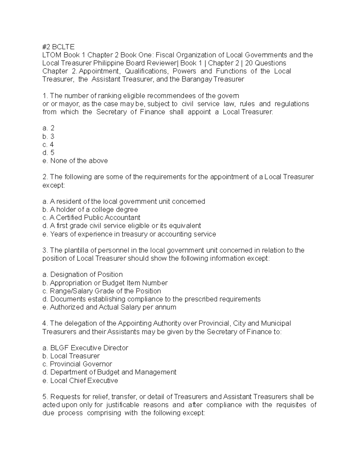 BCLTE Book 1: Chapter 2 Review - Local Treasurer Functions & Powers ...