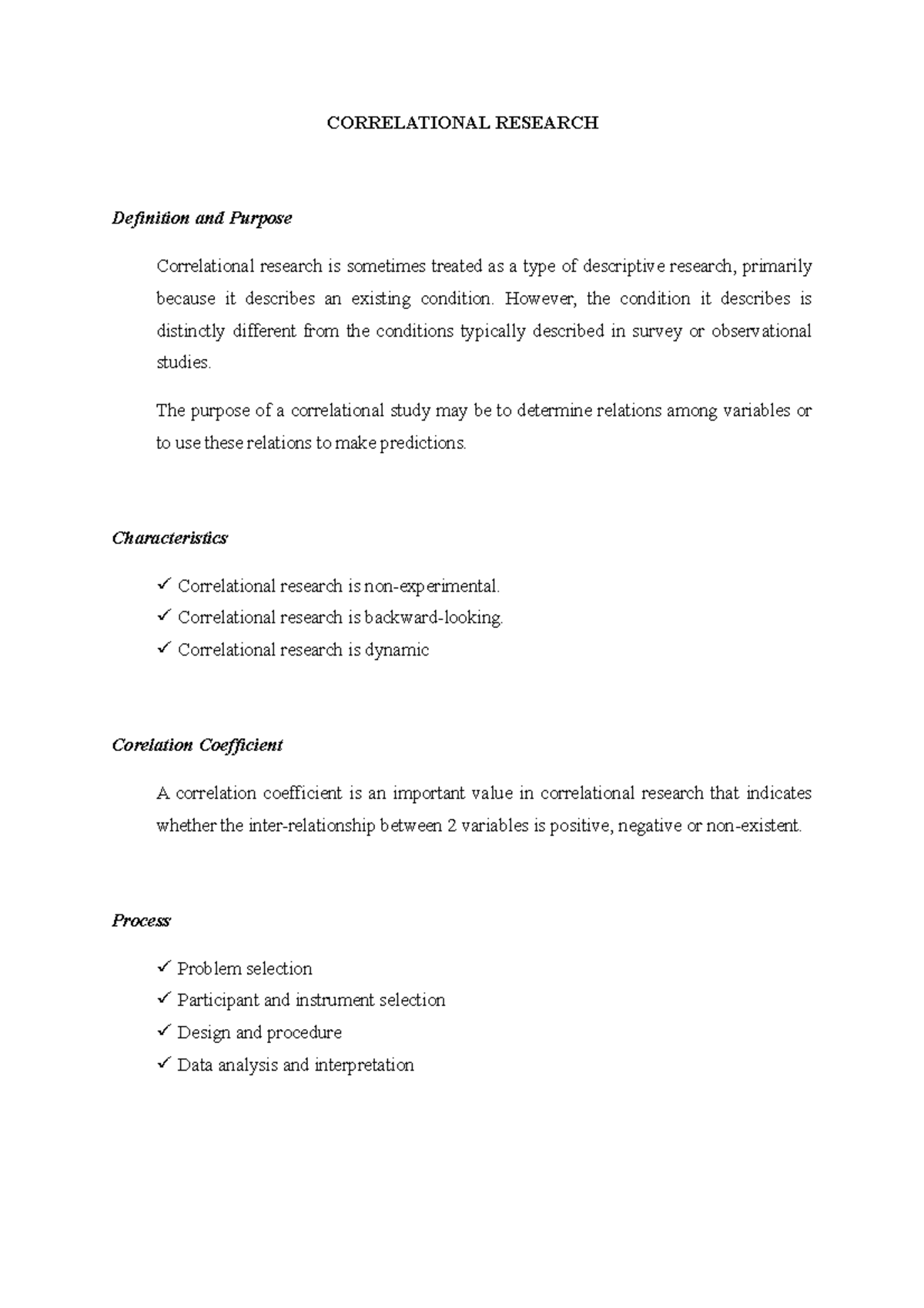 Correlational Research Overview: Key Concepts and Processes - Studocu