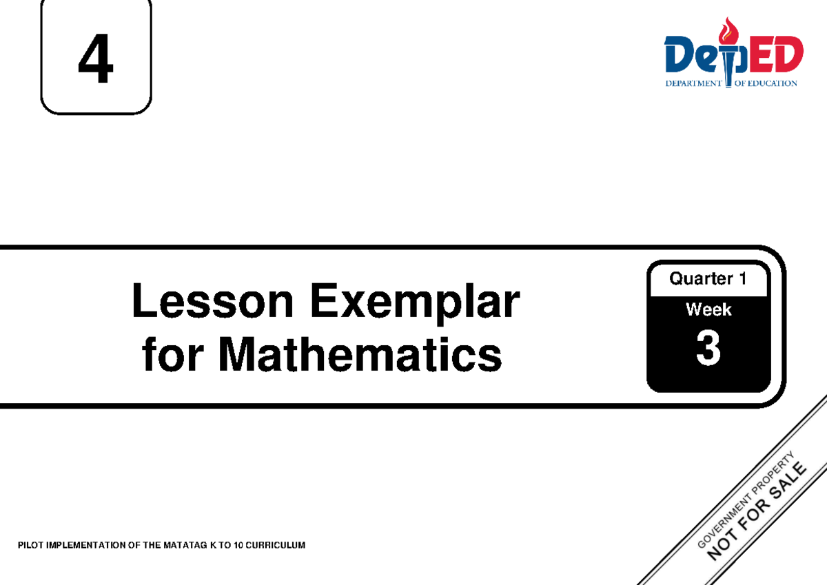 LE Mathematics-4 Q1 Week-3 - ####### PILOT IMPLEMENTATION OF THE ...