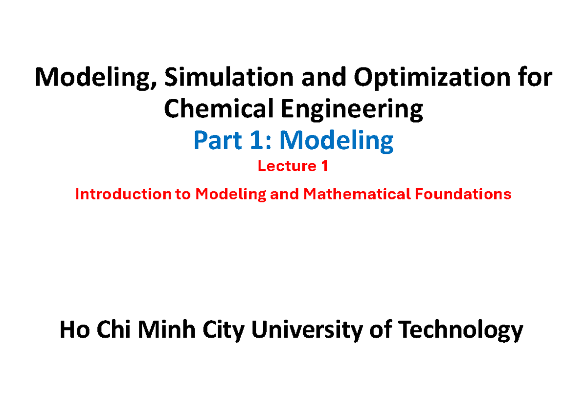 1 - Introduction to Modeling in Chemical Engineering - Modeling ...